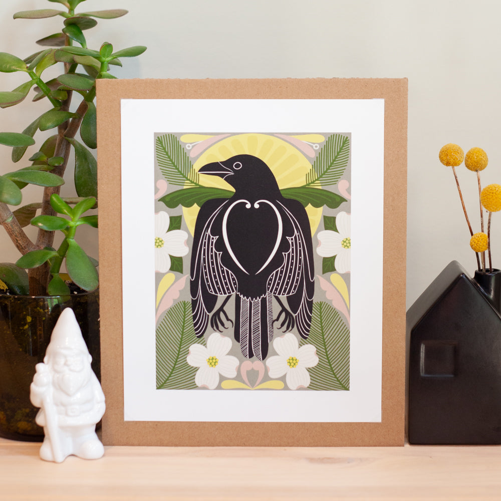 Mister Crow fraktur memorial art print, american crow digital art prin ...