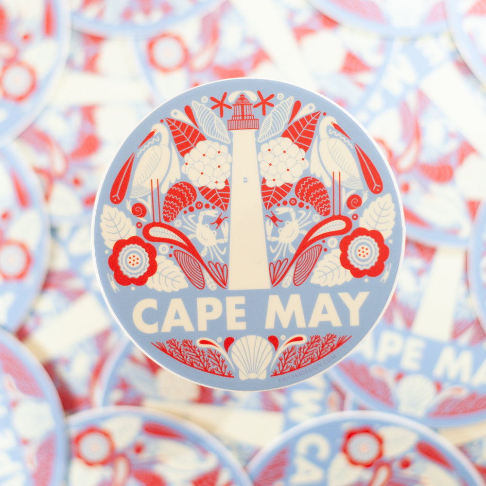 Cape May sticker, Cape May NJ vinyl sticker, new jersey shore icons ...