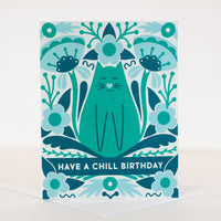 chill cat birthday card, cat birthday greeting card, have a chill birt ...