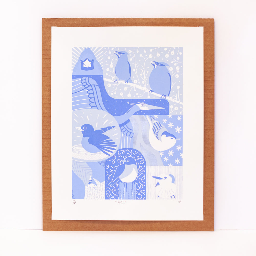 Common birds of the Midatlantic art print, backyard birds art for wall ...