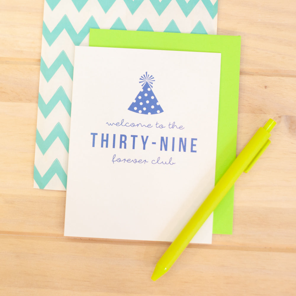 funny 40th birthday card, 39 forever club card for 40th birthday, birt ...