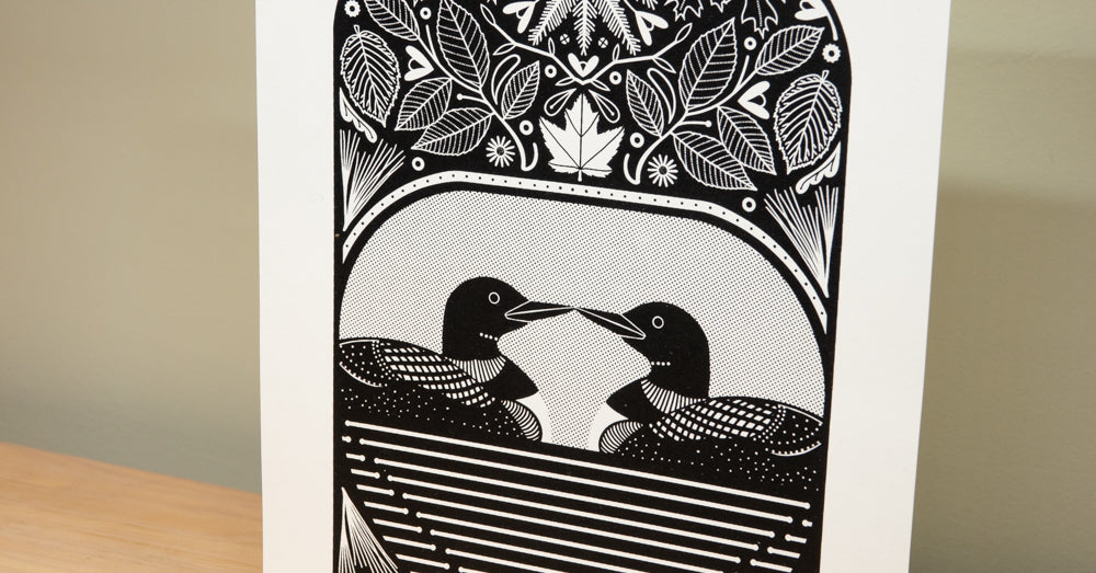 Common Loon Art Print, Handprinted Bird Illustration Wall Art, Maine L ...