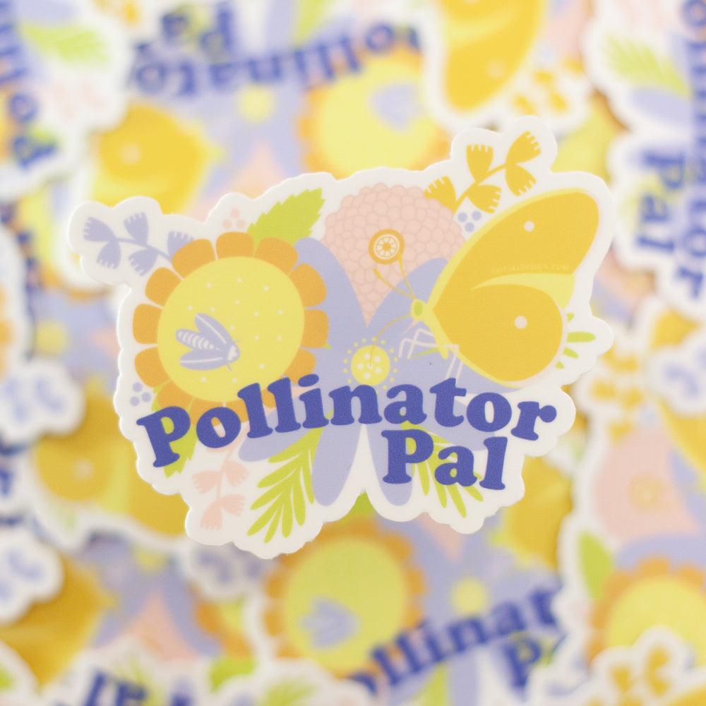 Pollinator Pal sticker, bee sticker, floral sticker, native plant art ...
