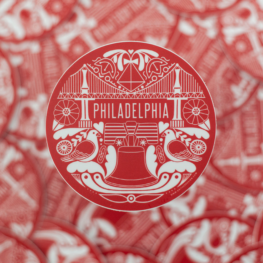 red Philadelphia sticker, Philly icons vinyl sticker, Philadelphia sou ...