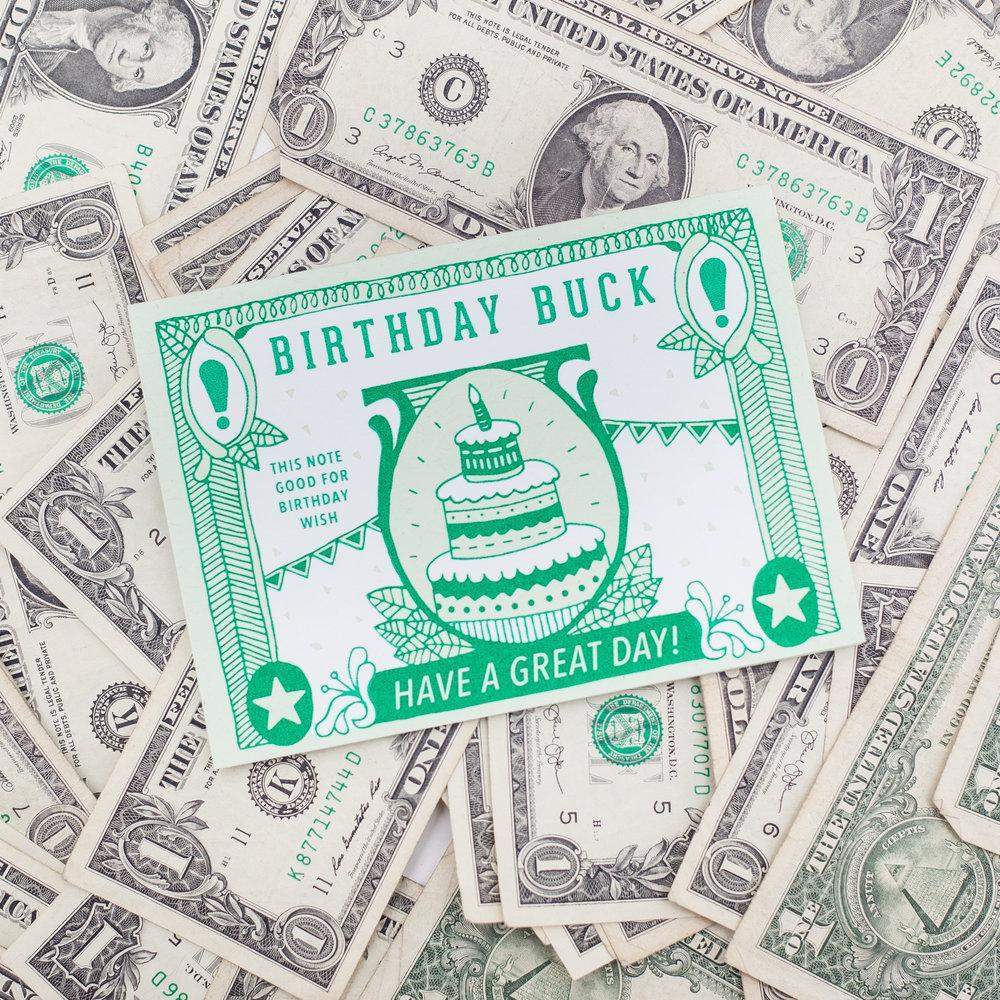 birthday buck, dollar bill birthday card, all-ages birthday card ...