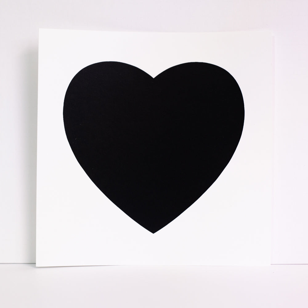 black heart art print, heart silhouette print, black and white wall ar ...