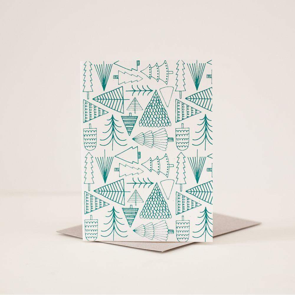 Christmas tree card, evergreen tree pattern, christmas tree holiday ca ...