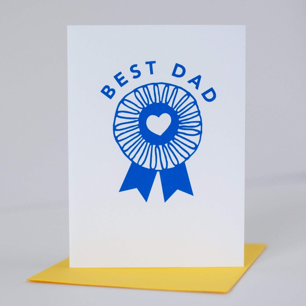 father's day card, blue ribbon best dad greeting card – exit343design