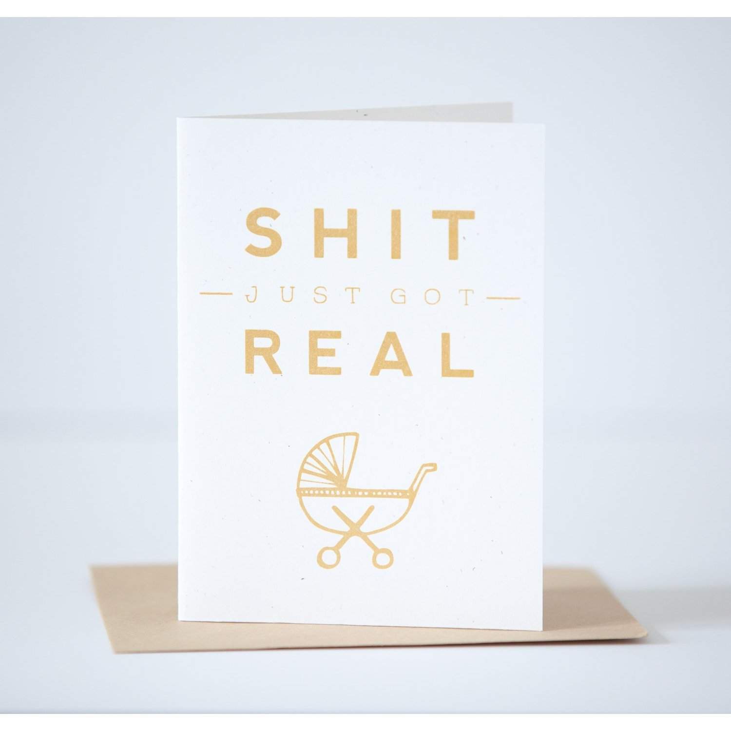 new baby card, funny congratulations card, shit just got real card ...