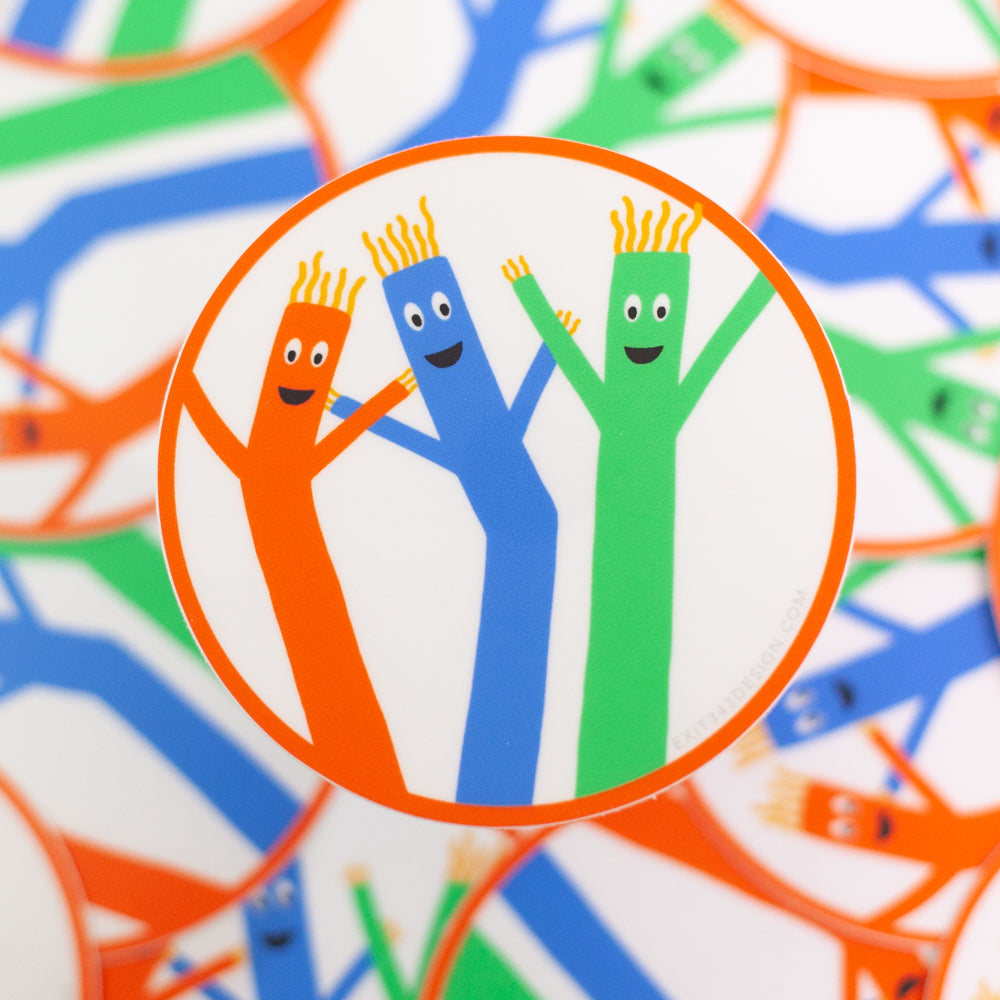 wacky waving inflatable tube men sticker, wacky wavers sticker, sky da ...