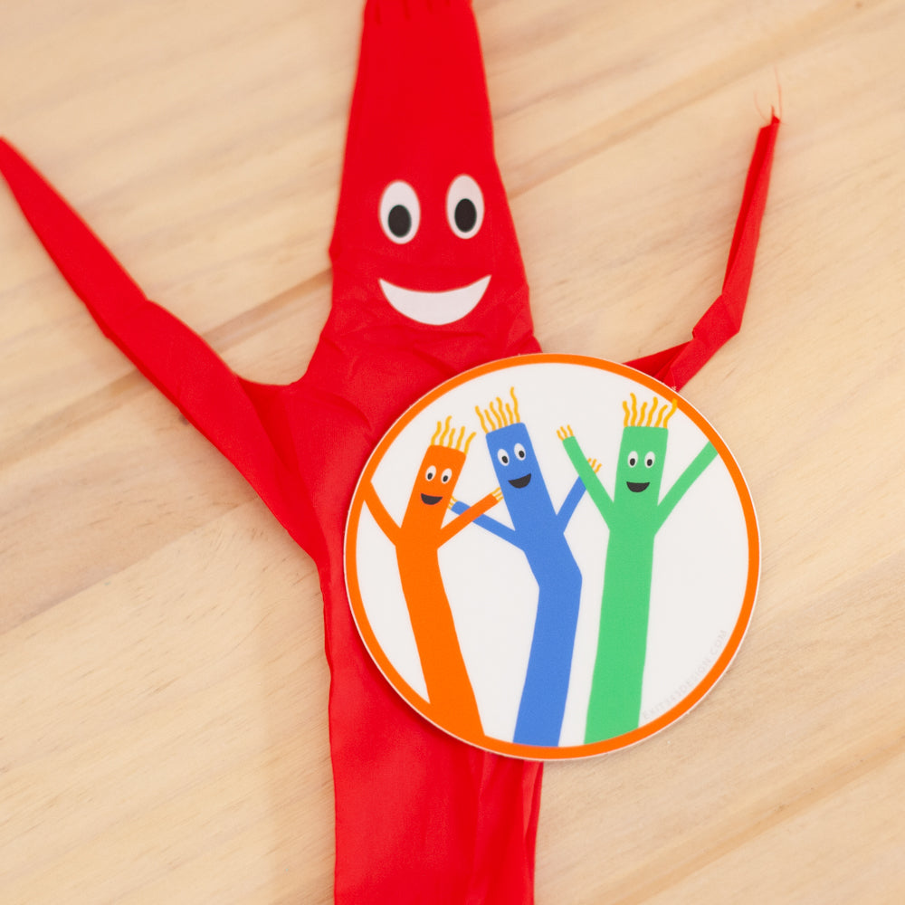 wacky waving inflatable tube men sticker, wacky wavers sticker, sky da ...
